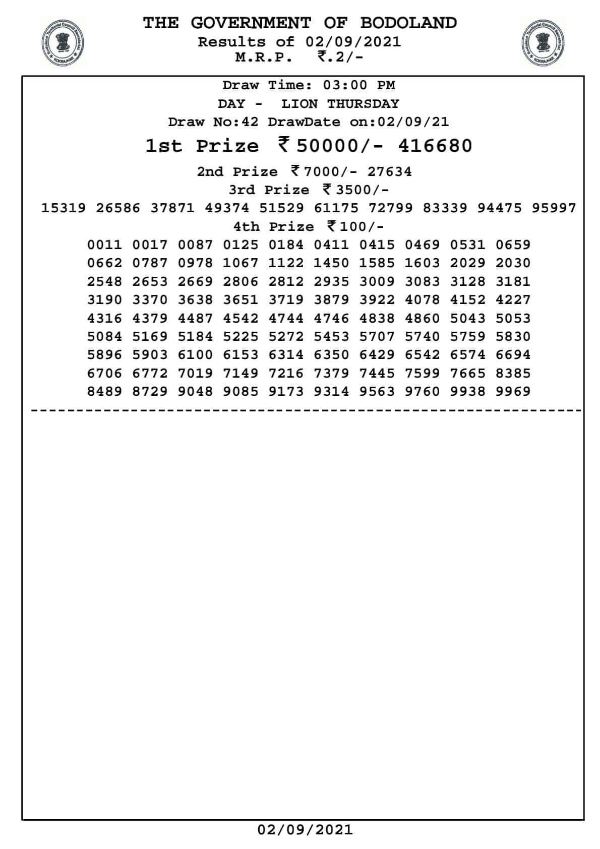 Bodoland Lottery Result Today Assam - Lottery Sambad